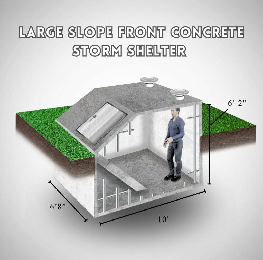 Large Slope Front Concrete Storm Shelter - Branson Portable Buildings ...